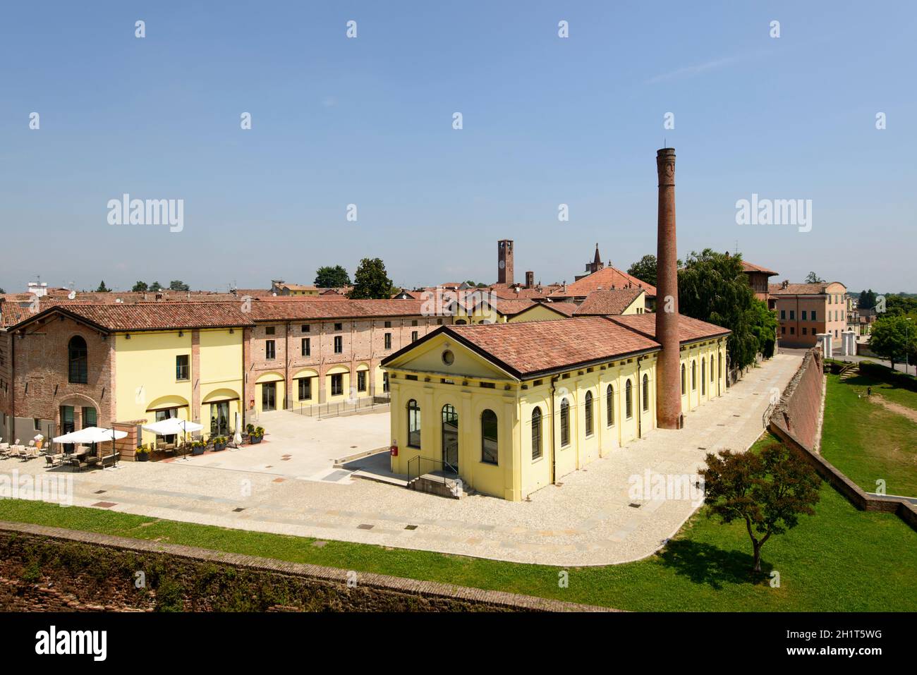view of old spinning mill and of city walls from the walk set on top of ...