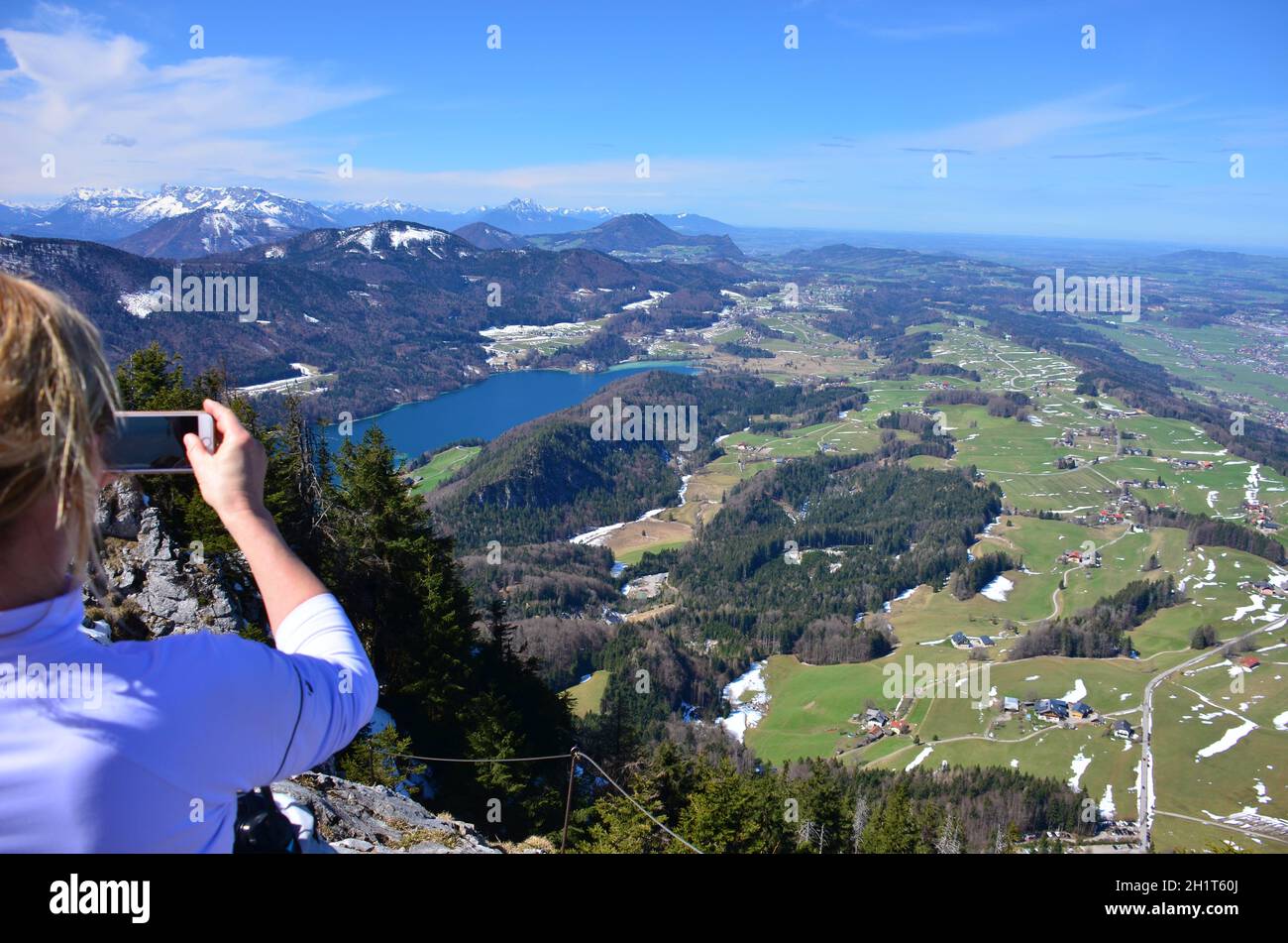 Blick vom Schober (1328 Meter) auf Fuschlsee, Salzburg, Europa - View ...