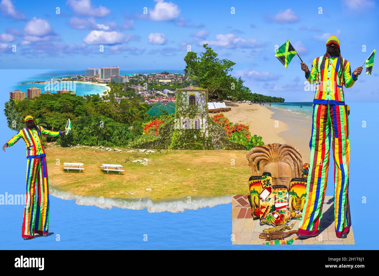 Collage about Jamaica - Caribbean island. The sea and sand at beaches ...