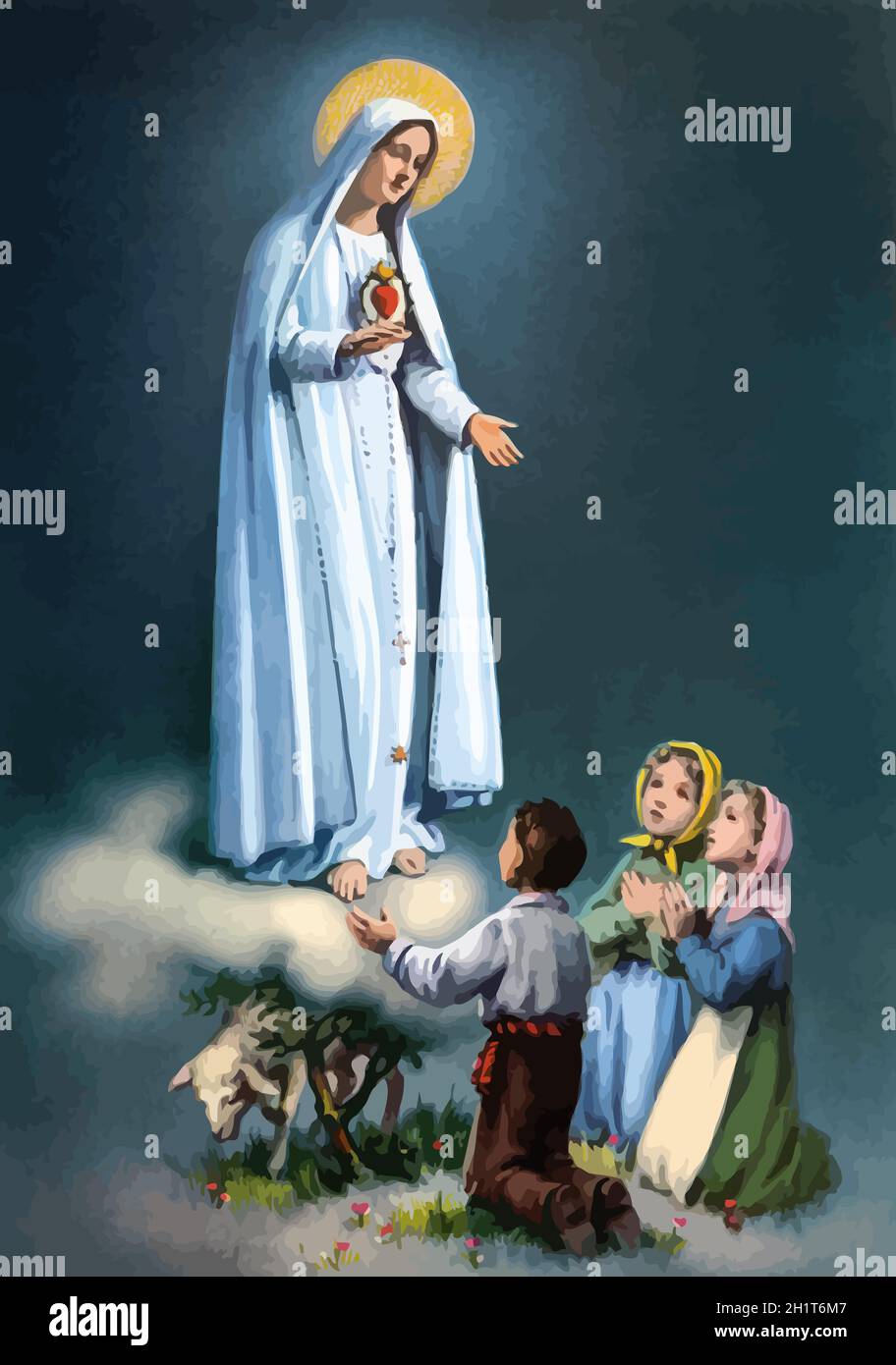 lady holy fatima miracle illustration Stock Photo - Alamy