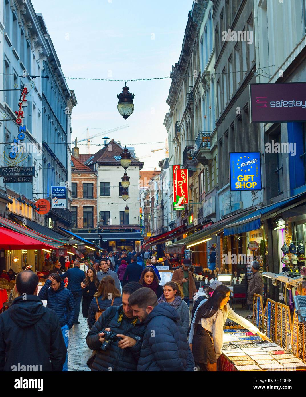 BRUSSELS, BELGIUM - OCTOBER 06, 2019: Crowd of people walking by Old ...