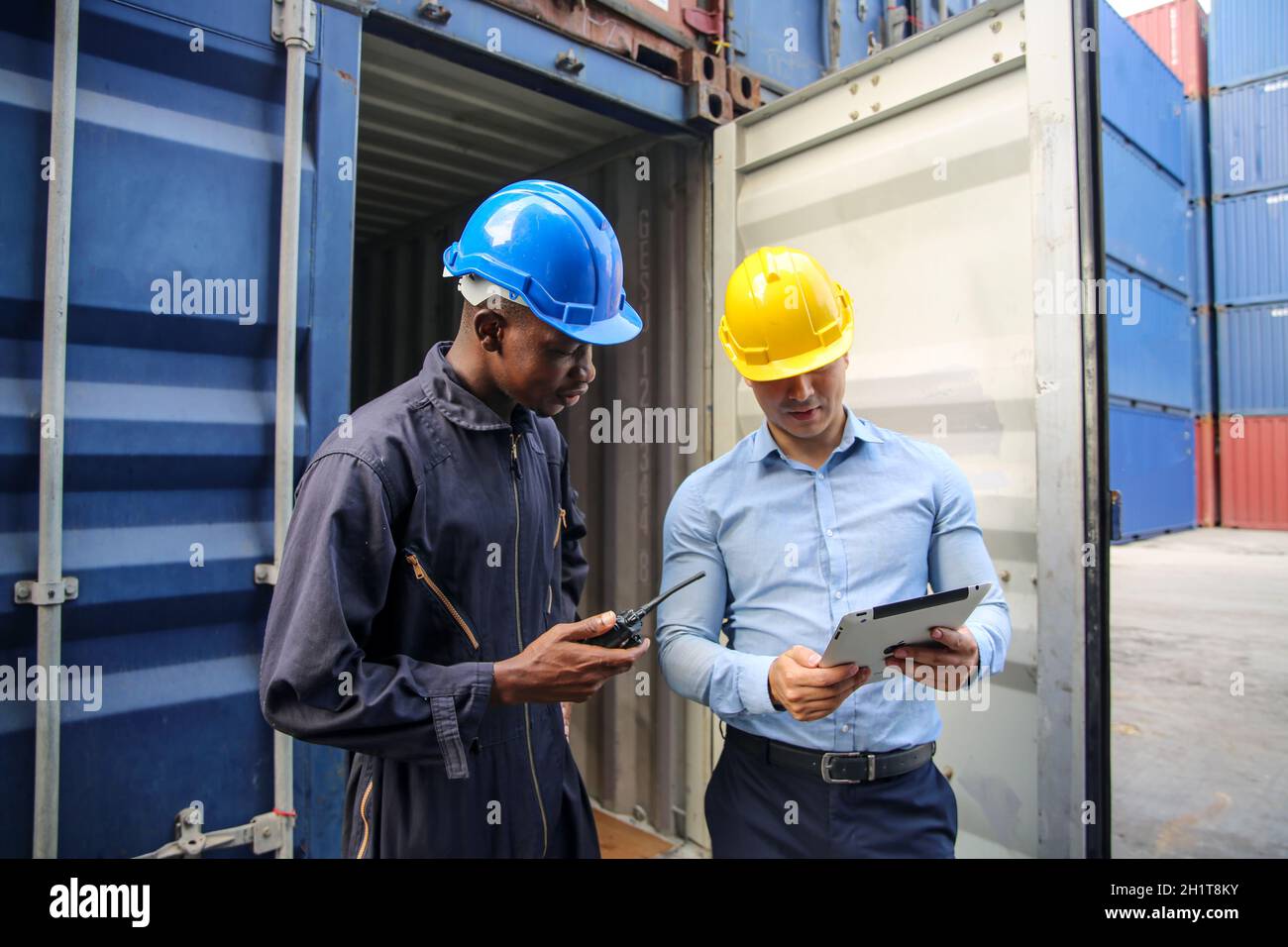 Logistics and transportation business. Industrial inspection of cargo ...