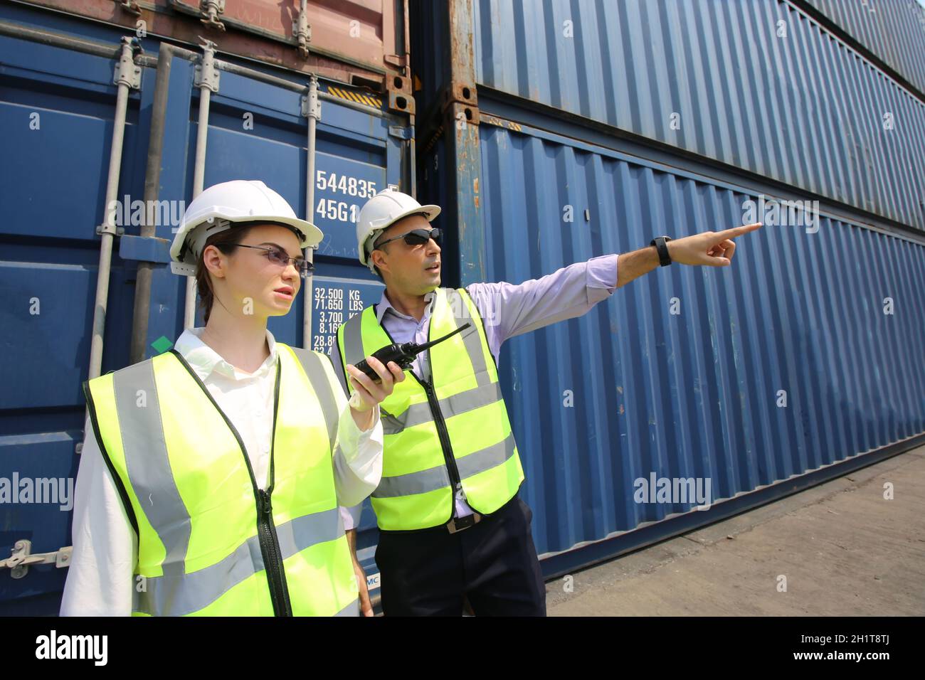 Logistics and transportation business. Industrial inspection of cargo ...