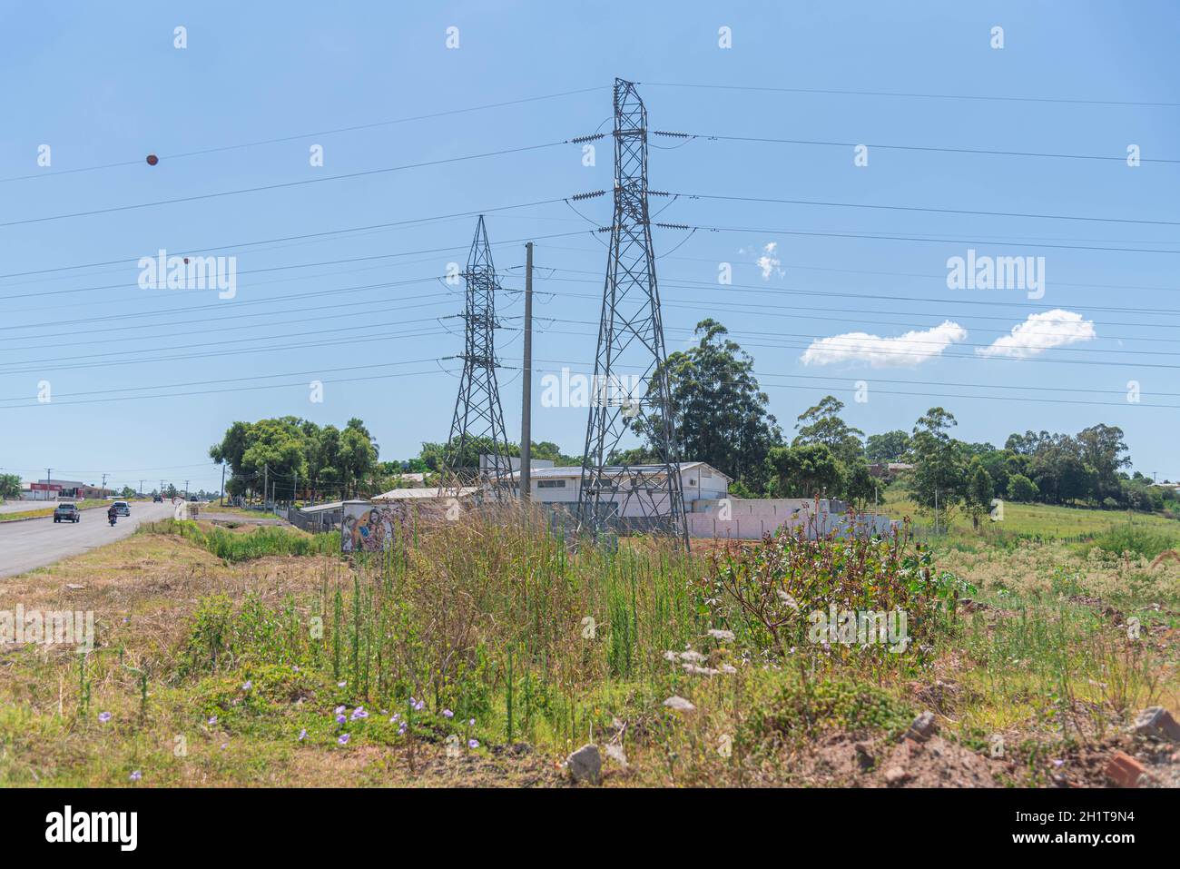 Network infrastructure. Electricity transmission lines. High voltage ...