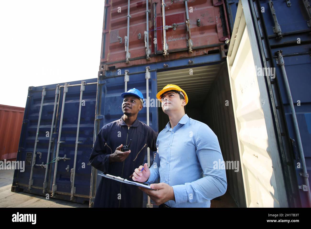 Logistics and transportation business. Industrial inspection of cargo ...