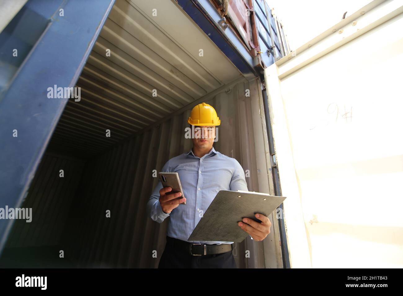 Logistics and transportation business. Industrial inspection of cargo ...