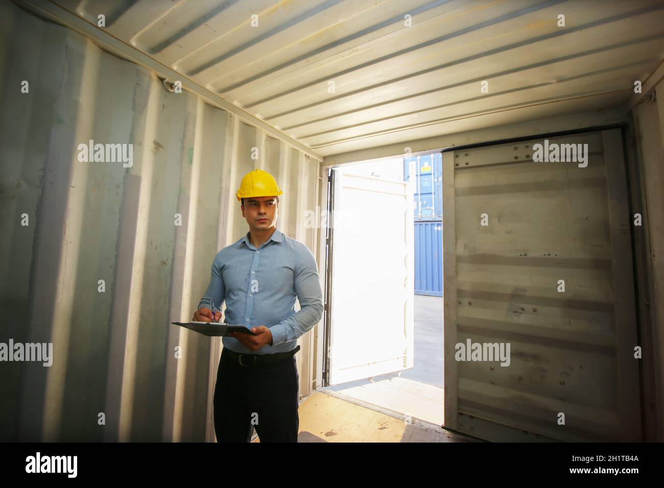 Logistics and transportation business. Industrial inspection of cargo ...