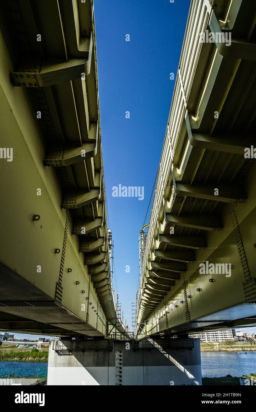 Elevated of Tokyu Toyoko Line. Shooting Location: Kawasaki City ...
