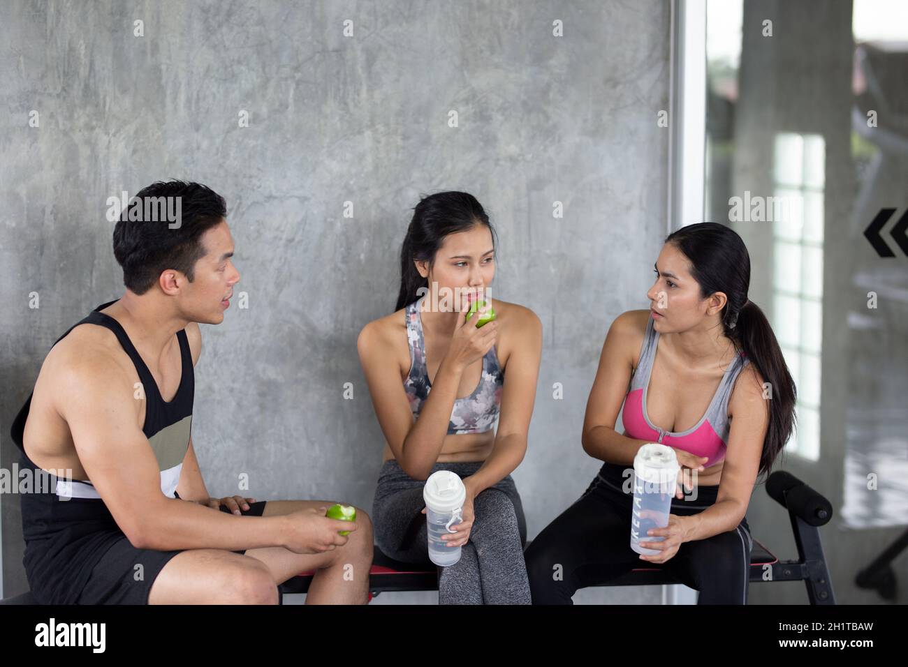 FITNESS AND WORKING OUT concept. Active lifestyle of Young people ...