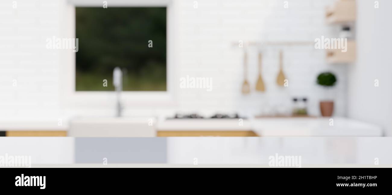 Modern granite kitchen counter top with space for montage product ...