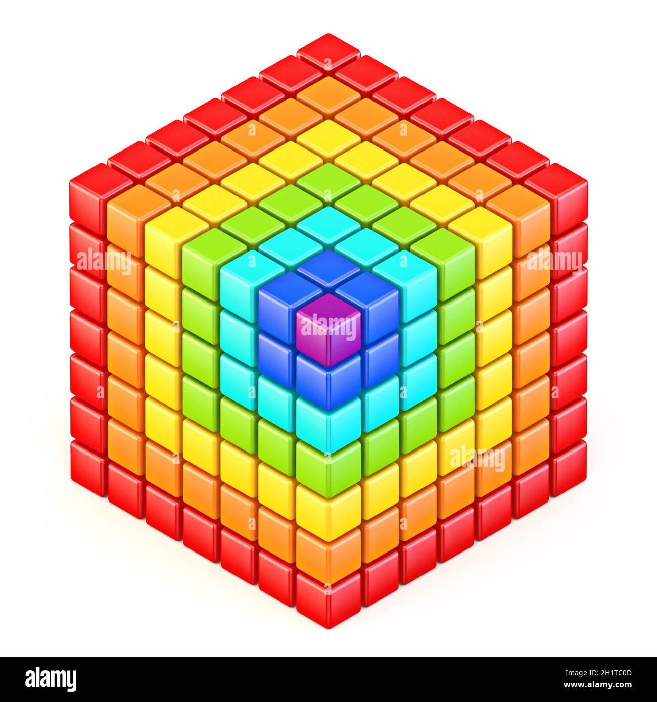 Rainbow colored cube 3D render illustration isolated on white ...