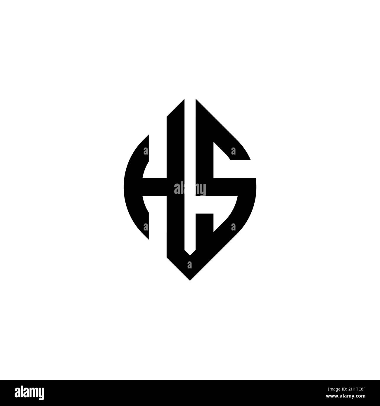 HS Monogram logo letter with simple continued shape style geometric ...