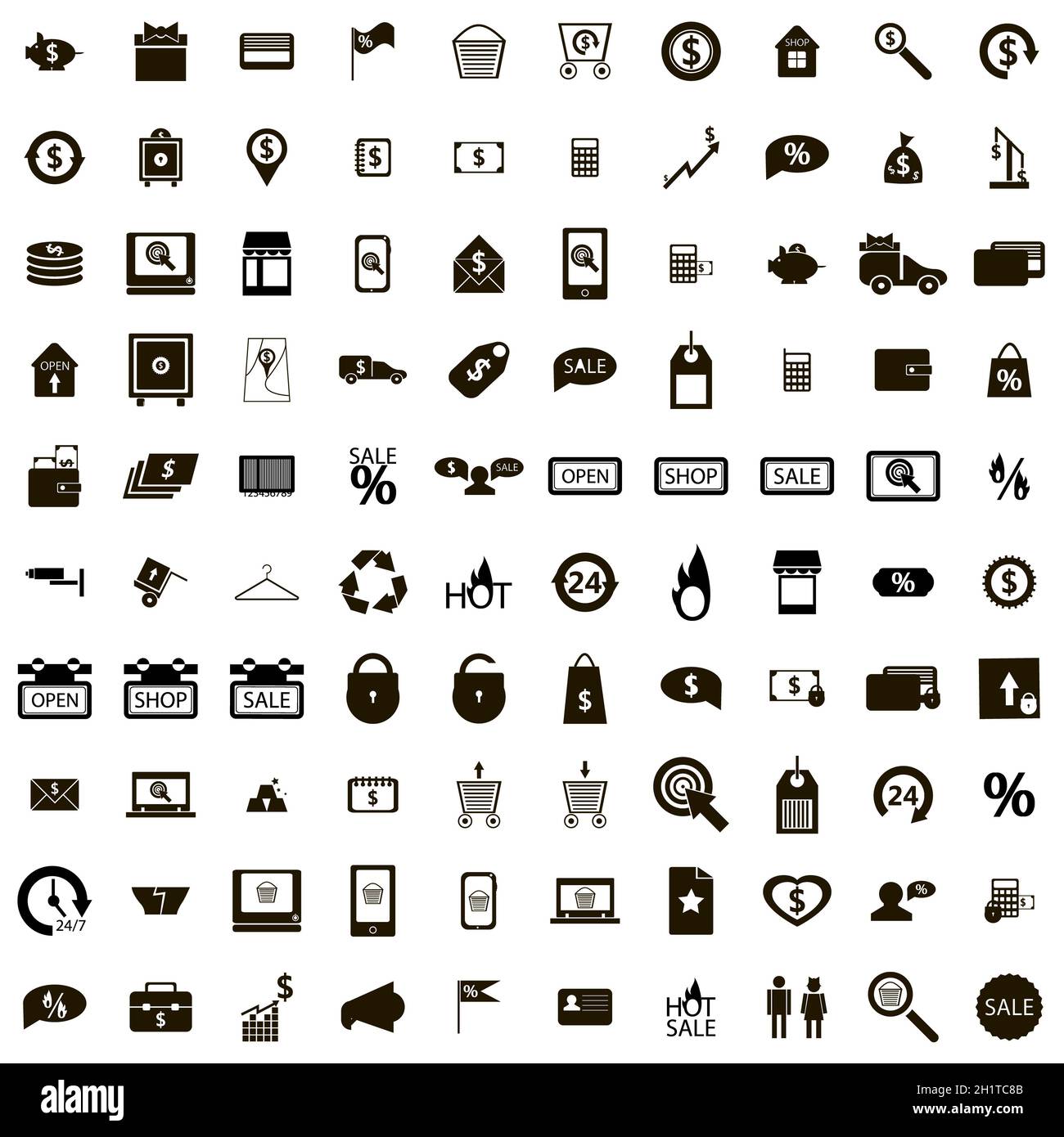 100 Shop icons set isolated on white background Stock Photo - Alamy