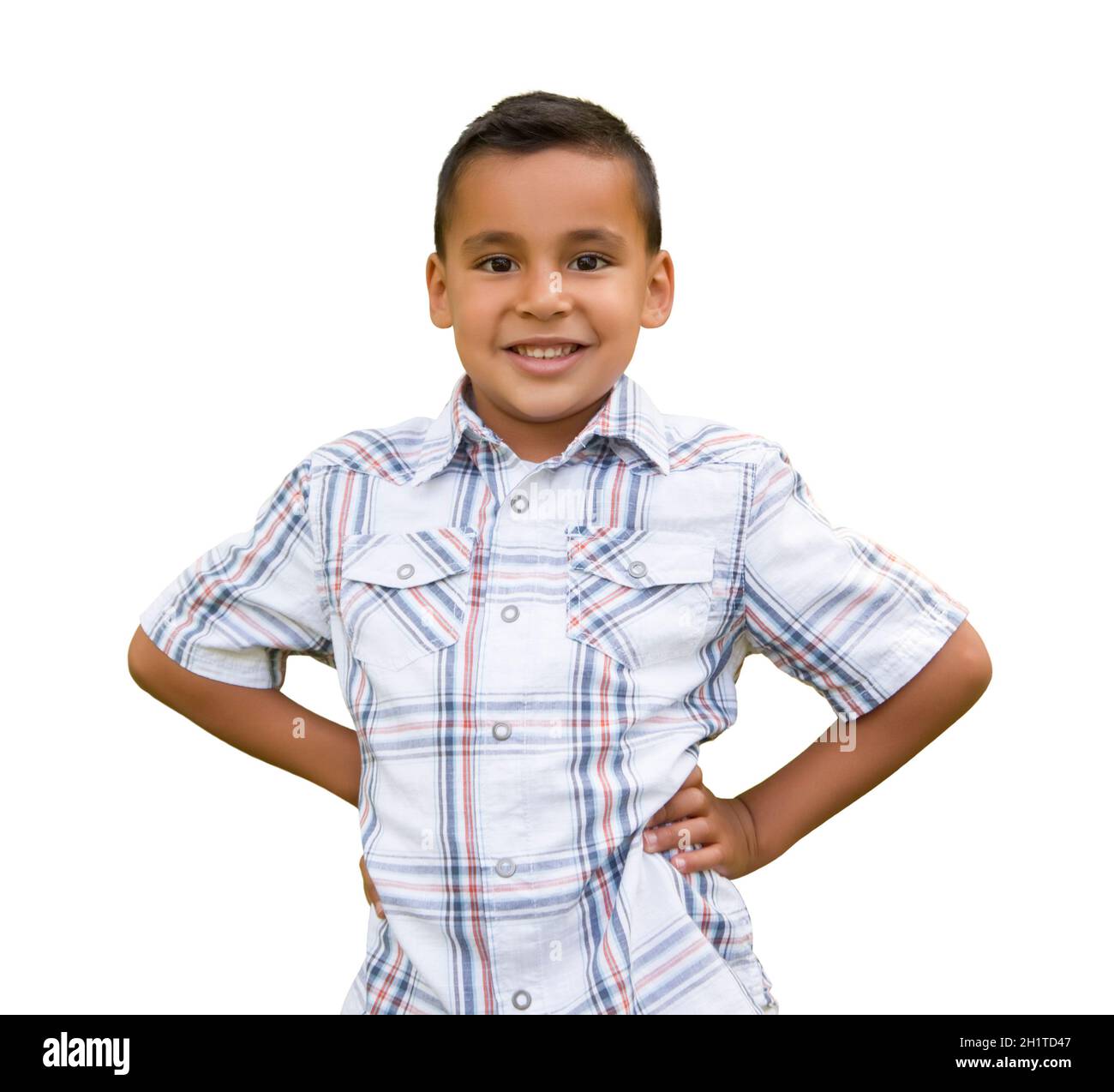Handsome Young Hispanic Boy Isolated on a White Background Stock Photo ...