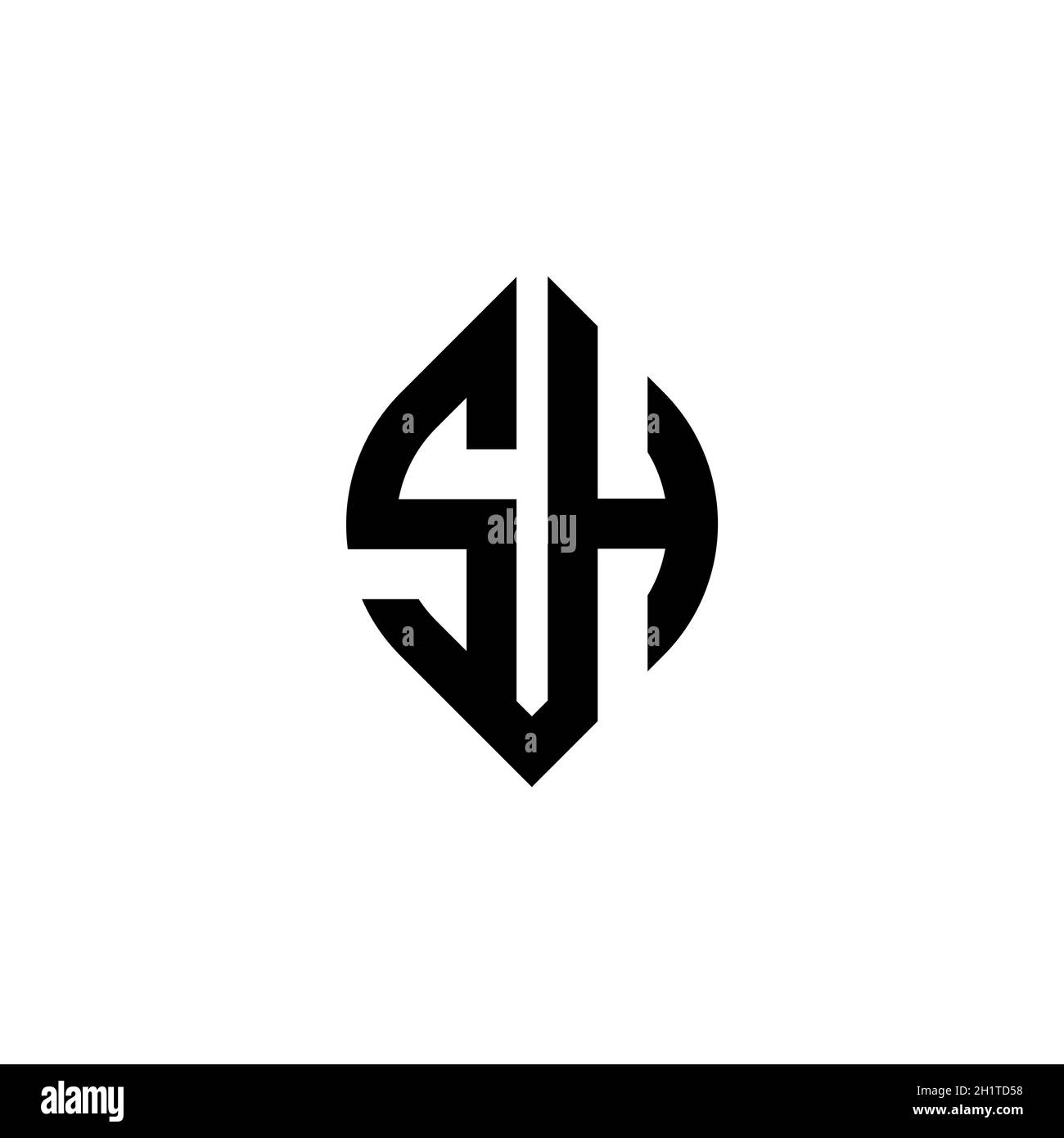 SH Monogram logo letter with simple continued shape style geometric ...