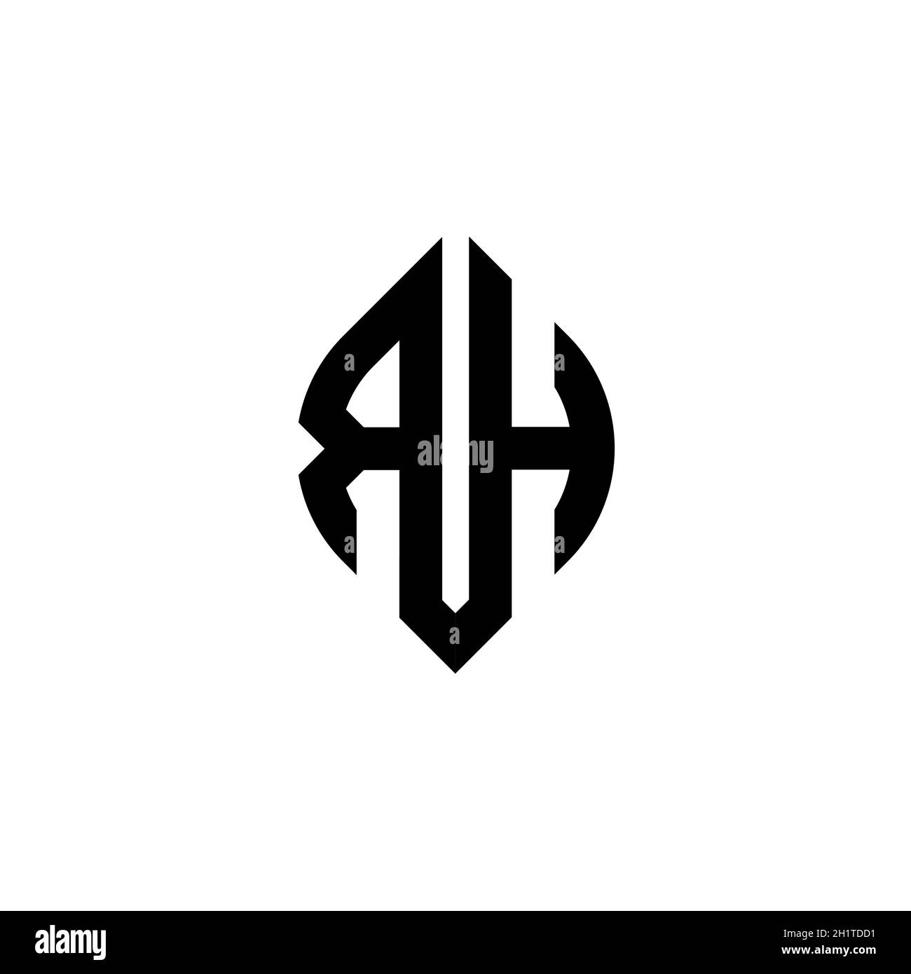 RH Monogram logo letter with simple continued shape style geometric ...