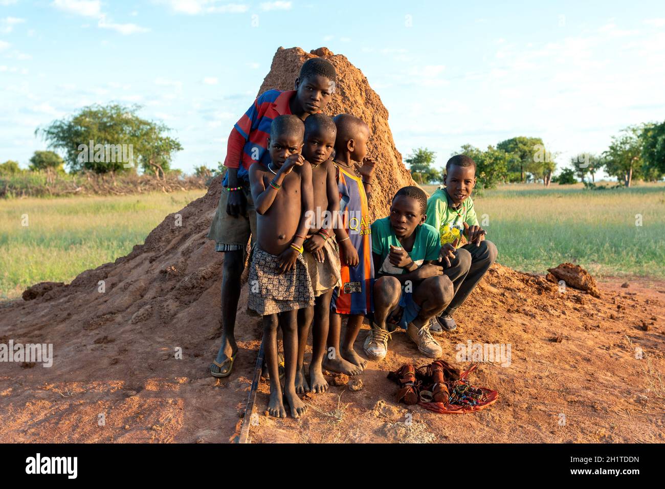 NAMIBIA, OMUSATI REGION, MAY 7: The Himba ethnic boys with african boys ...