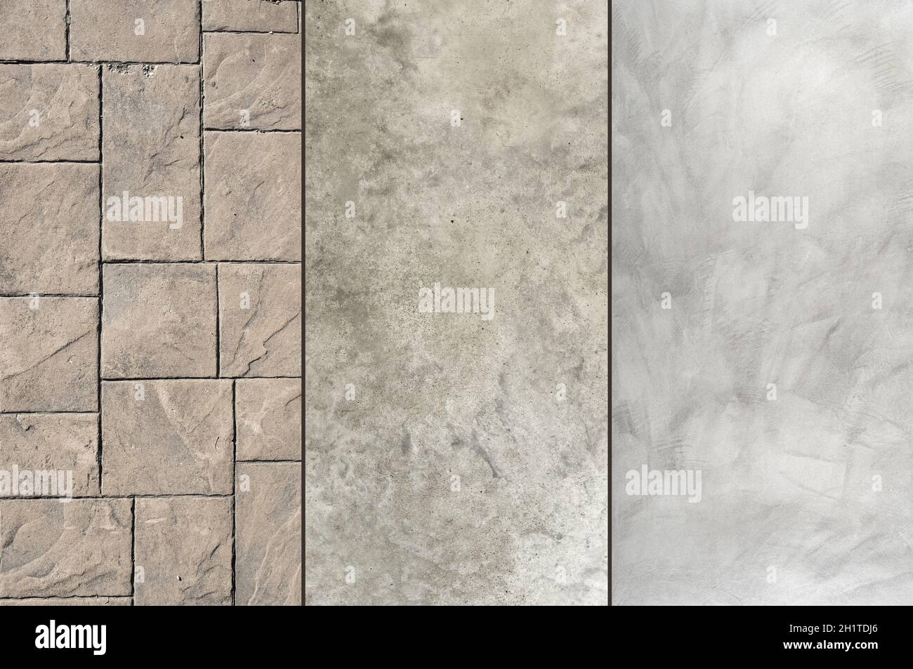 Gray stamped concrete pavement outdoor, mimics cobblestones circular ...