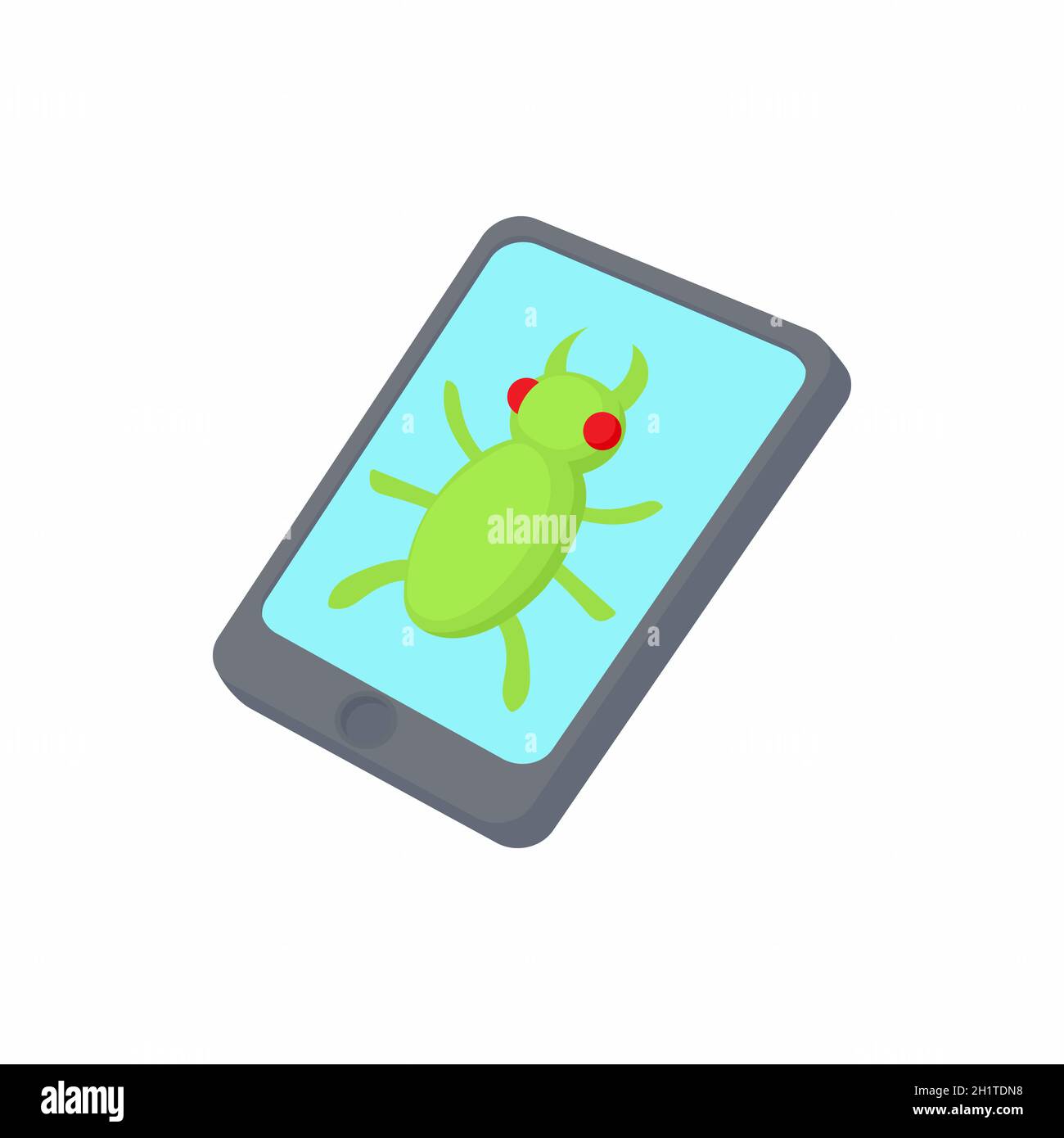 Infected smartphone icon in cartoon style on a white background Stock ...