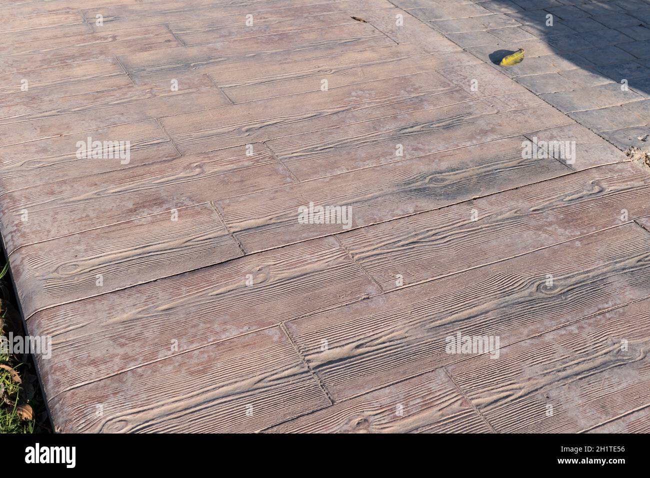 stamped concrete pavement outdoor, Wooden slats pattern, flooring ...