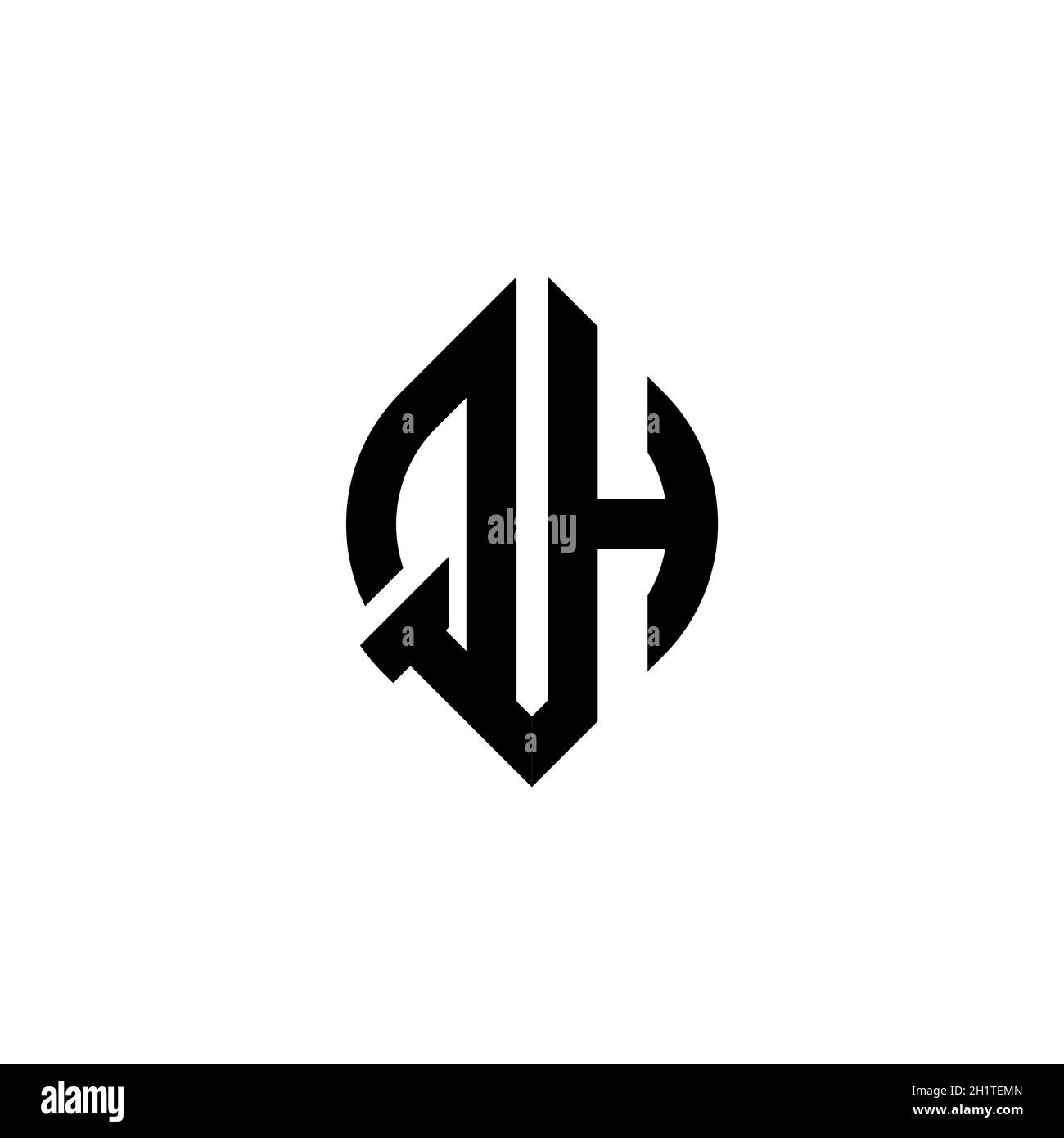 QH Monogram logo letter with simple continued shape style geometric design template isolated on ...