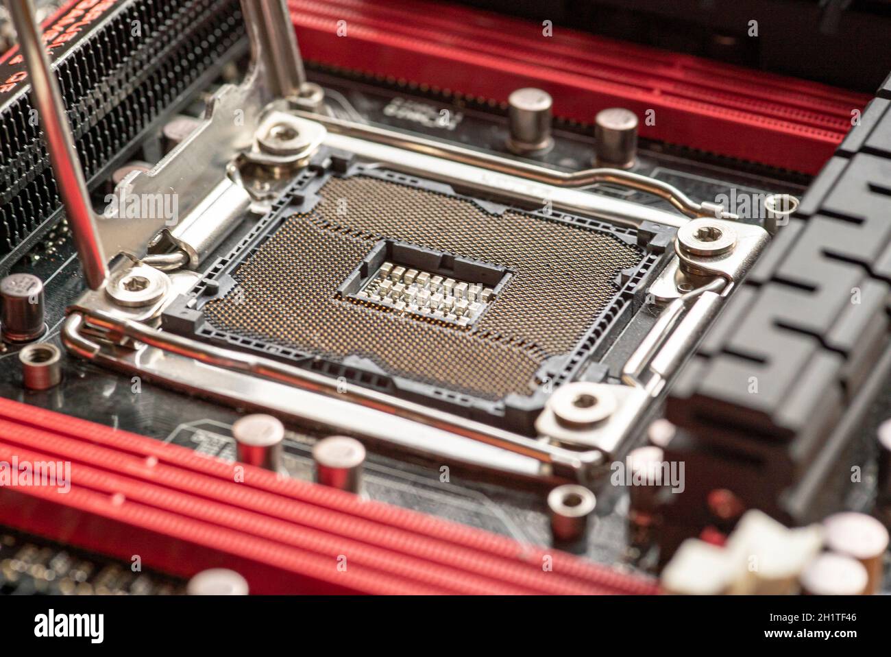 Detail of a Cpu socket in a motherboard of a gaming pc Stock Photo - Alamy