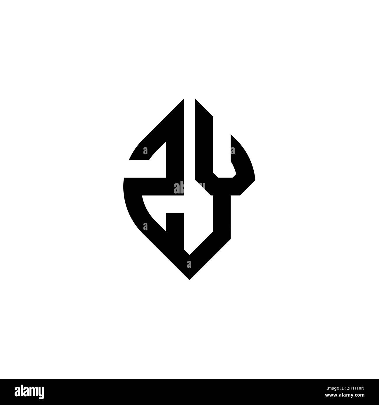 ZY Monogram logo letter with simple continued shape style geometric design template isolated on ...