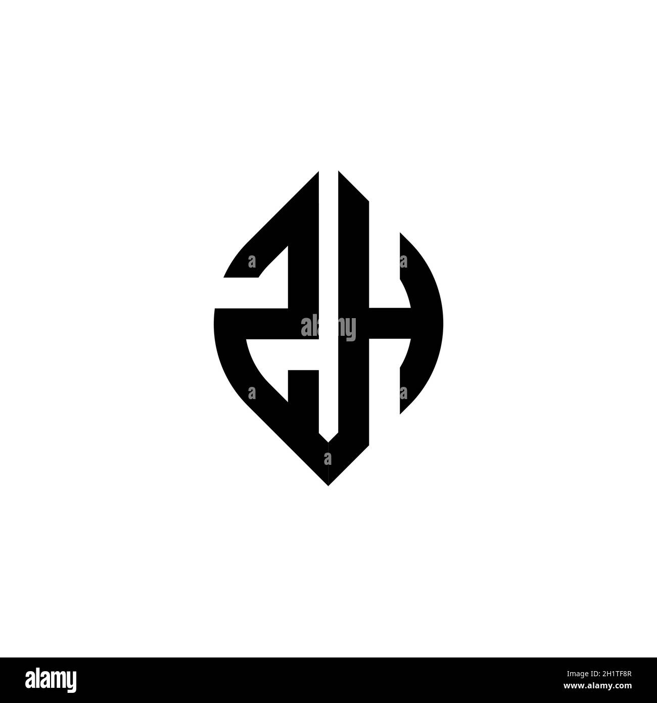 ZH Monogram logo letter with simple continued shape style geometric ...