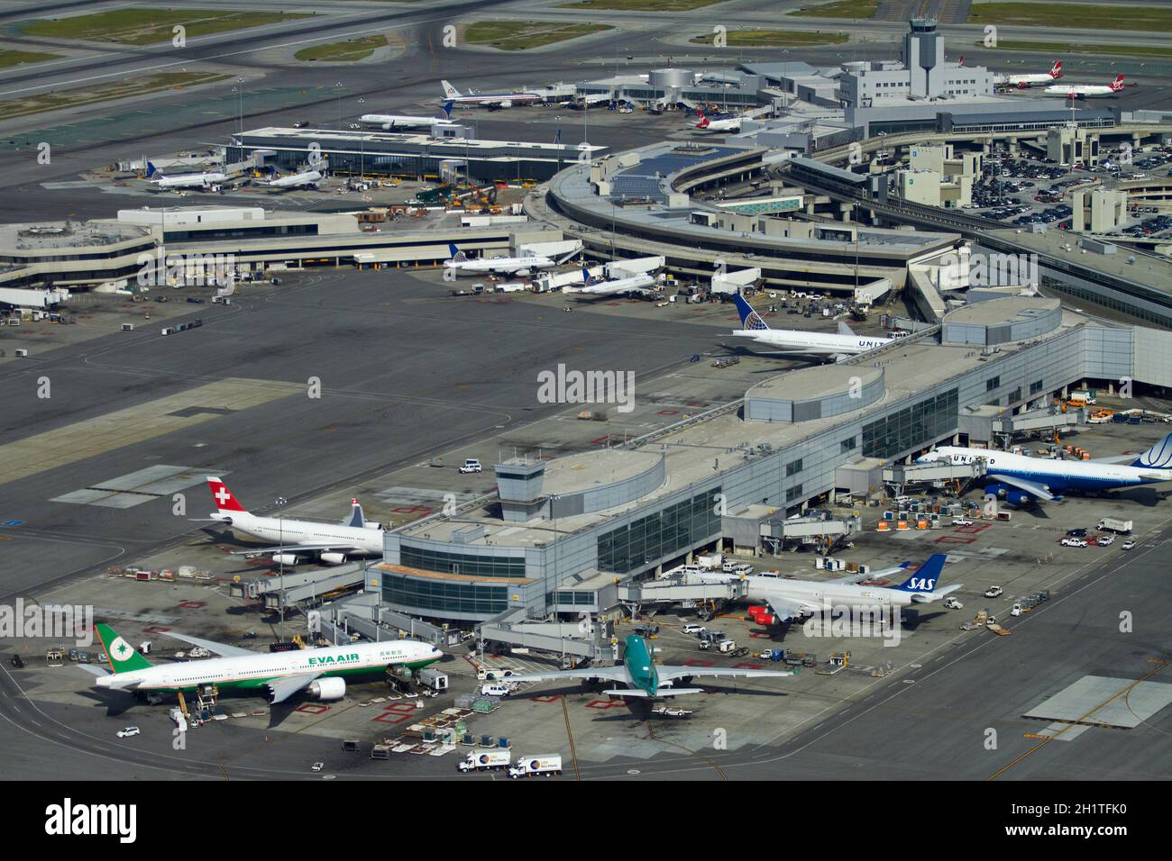 Planes and terminals at San Francisco International Airport, San ...