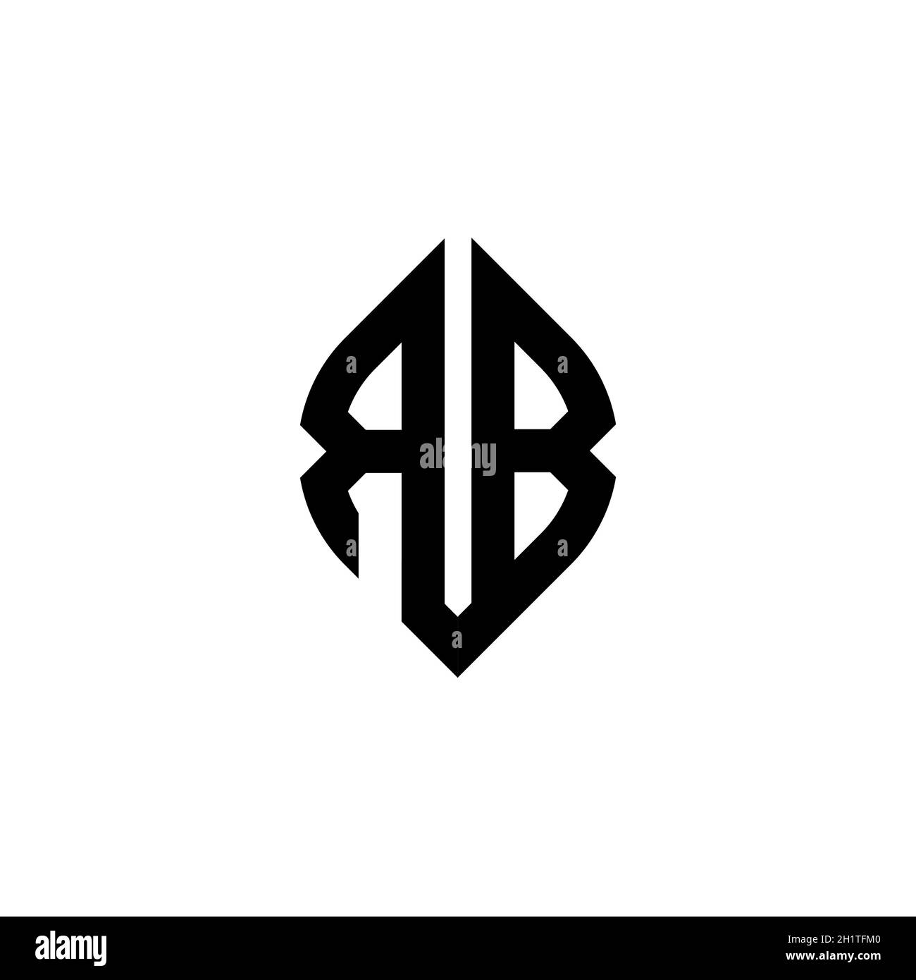 RB Monogram logo letter with simple continued shape style geometric design template isolated on ...