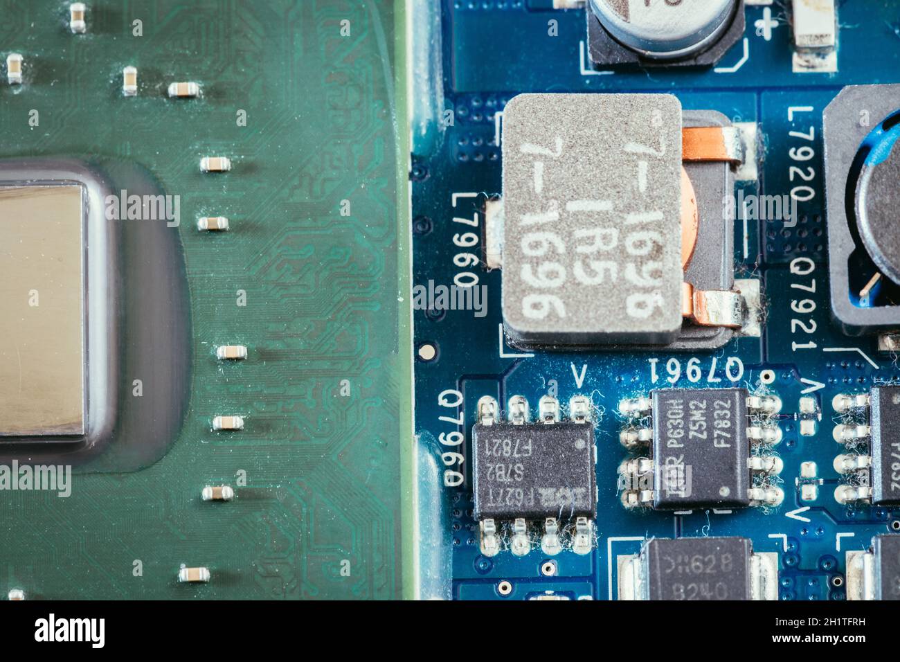 Computer chip on a circuit board, close up; Computer technology Stock ...