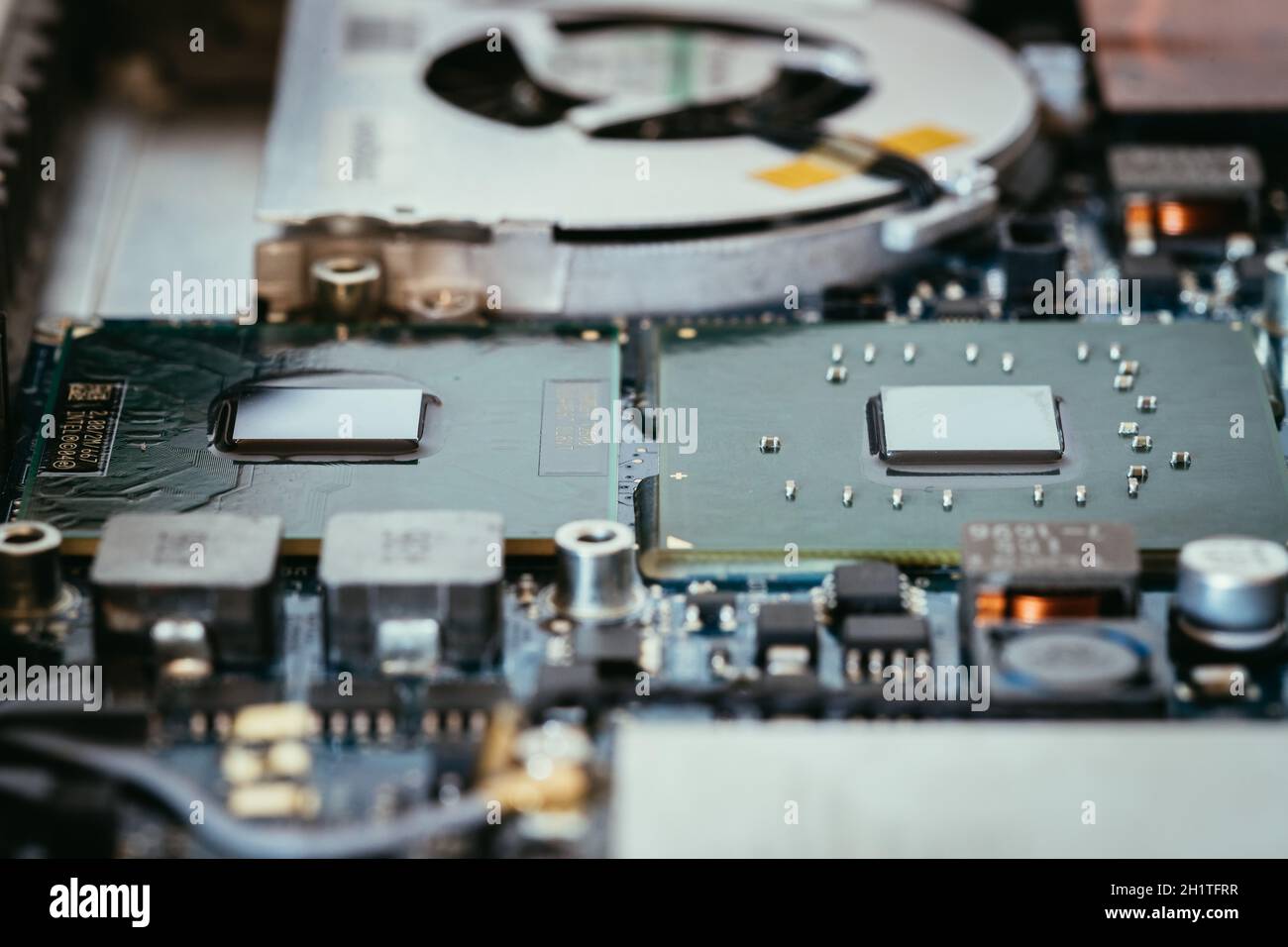 Computer chip on a circuit board, close up; Computer technology Stock ...