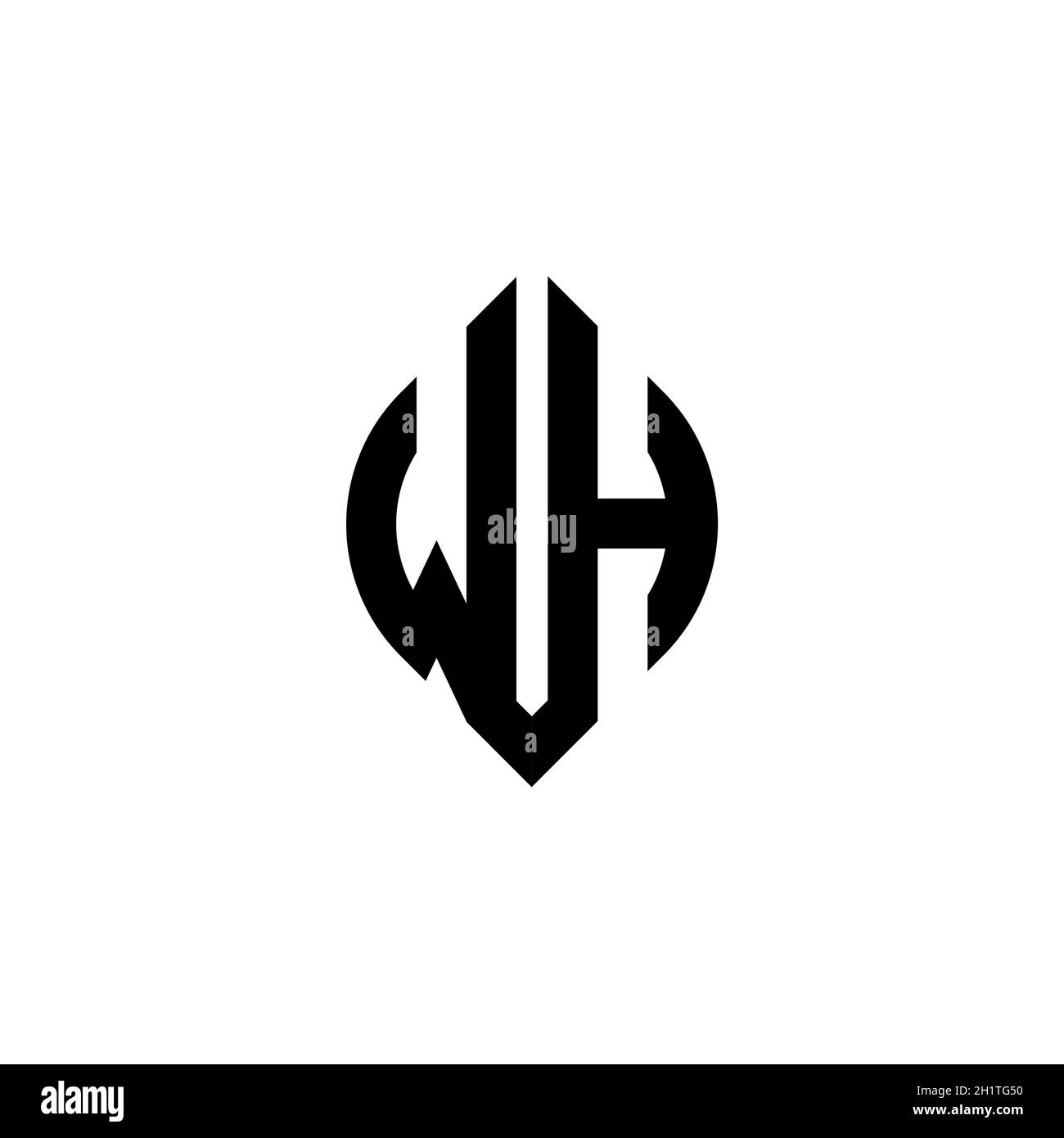 WH Monogram logo letter with simple continued shape style geometric ...