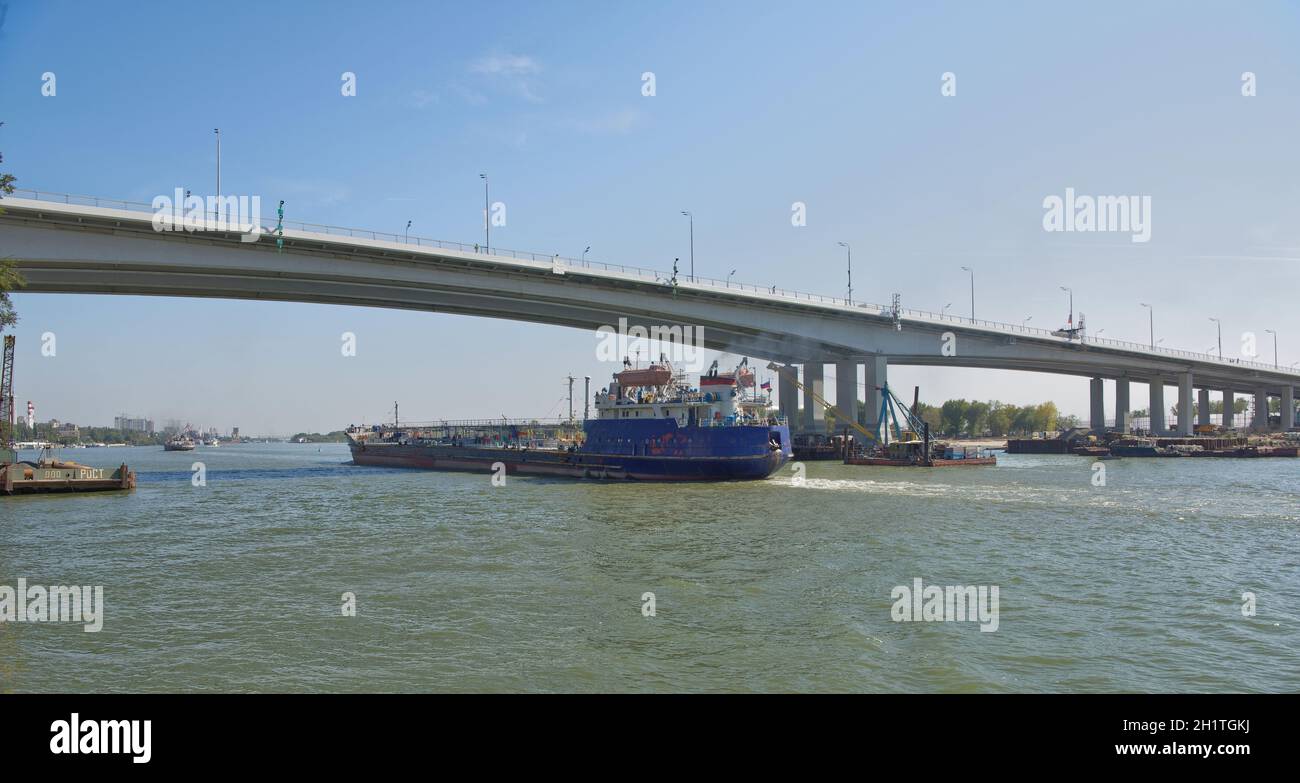 Rostov-on-Don,Russia -September 16,2017: Passage of ships along the Don ...
