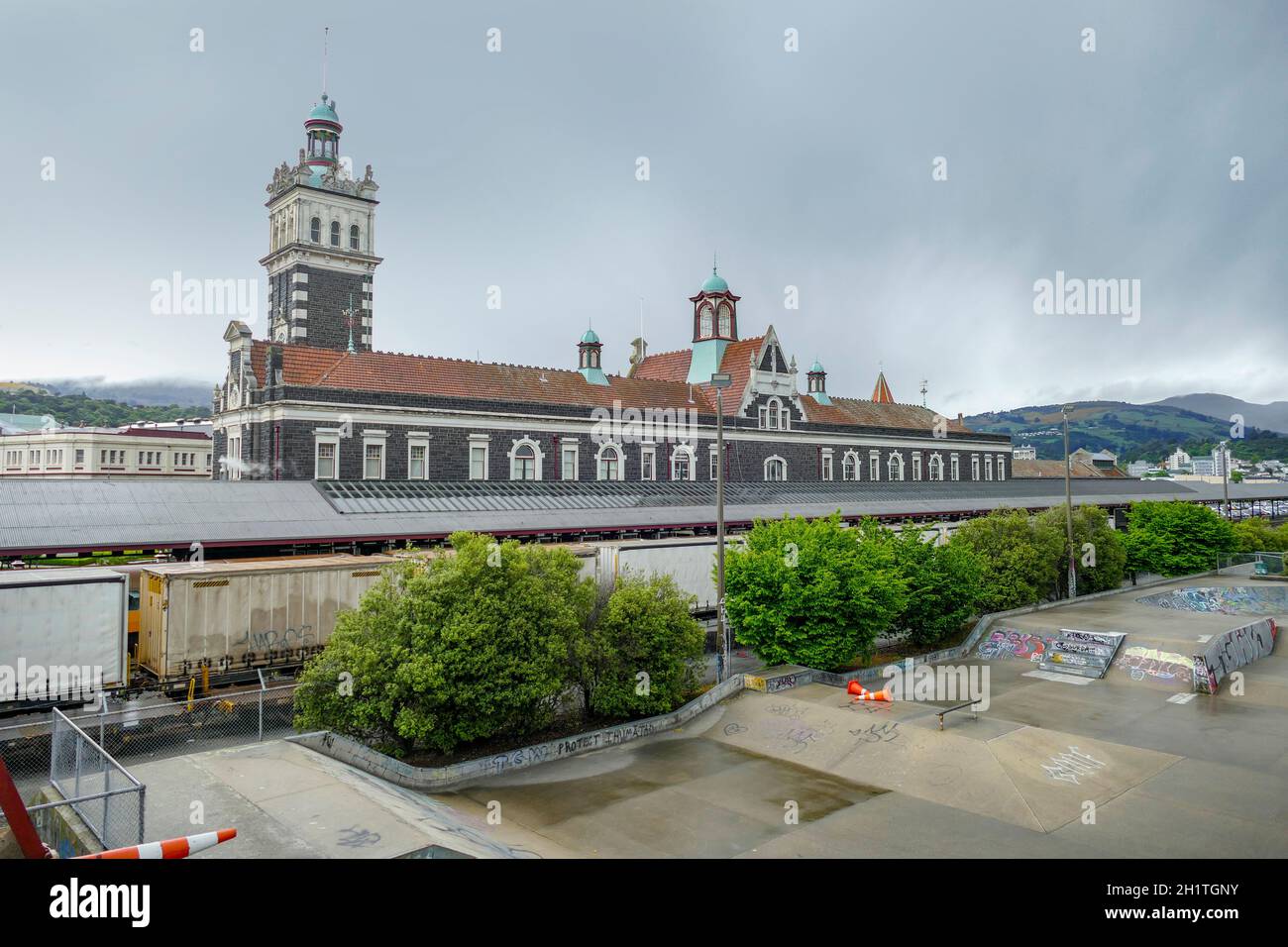 The Dunedin Railway Station in Dunedin, a city at the South Island of ...
