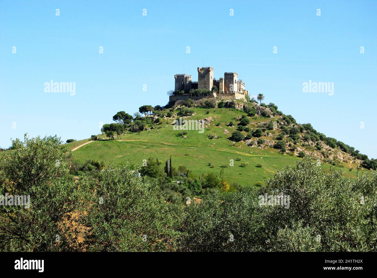 View of the Castle on top of the hill, Almodovar del Rio, near Cordoba ...