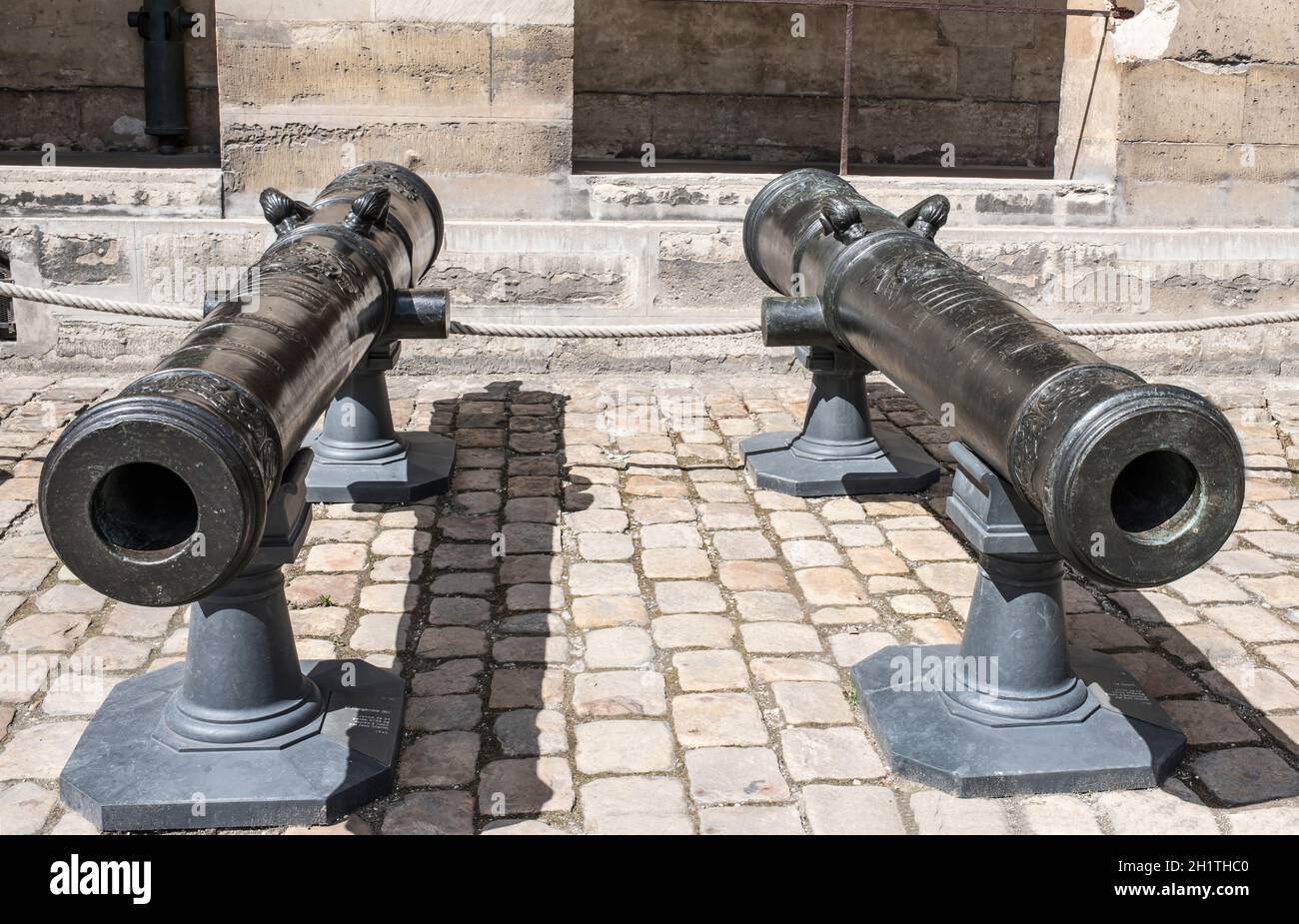 Paris; France- May 02; 2017: Cast metal cannons. Museum of the Army ...