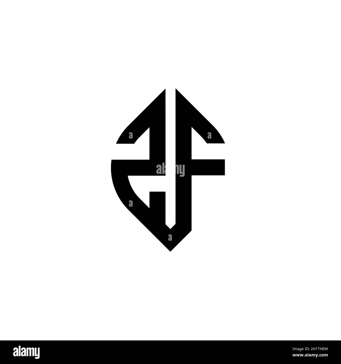 ZF Monogram logo letter with simple continued shape style geometric ...