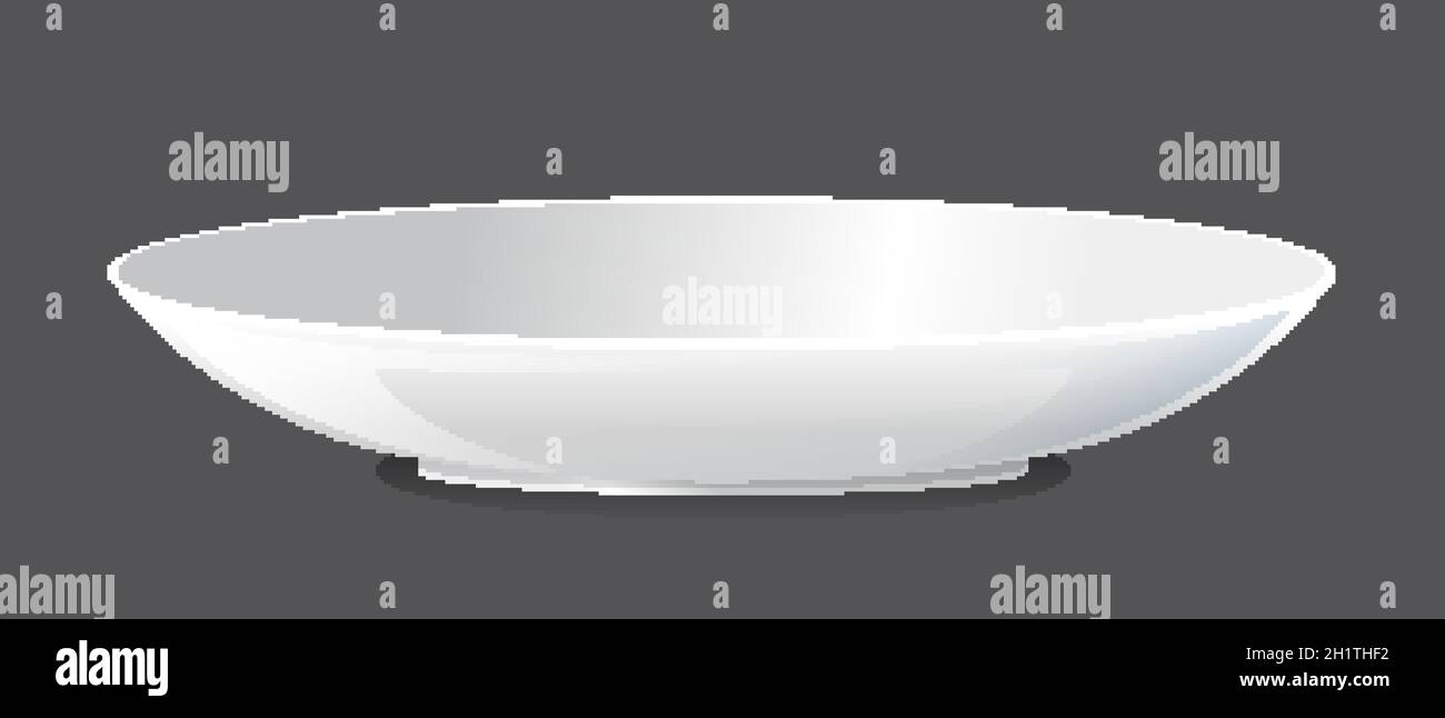 White plain plate on black background illustration Stock Vector Image ...