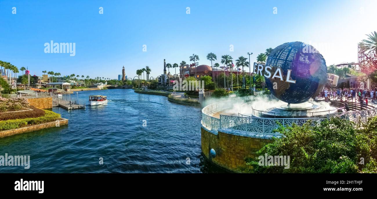 Orlando, USA - May 8, 2018: The panorama of Universal City Walk near ...