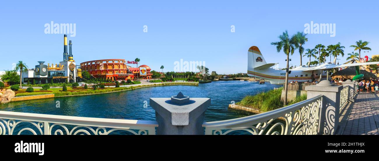 Orlando, USA - May 8, 2018: The panorama of Universal City Walk near ...