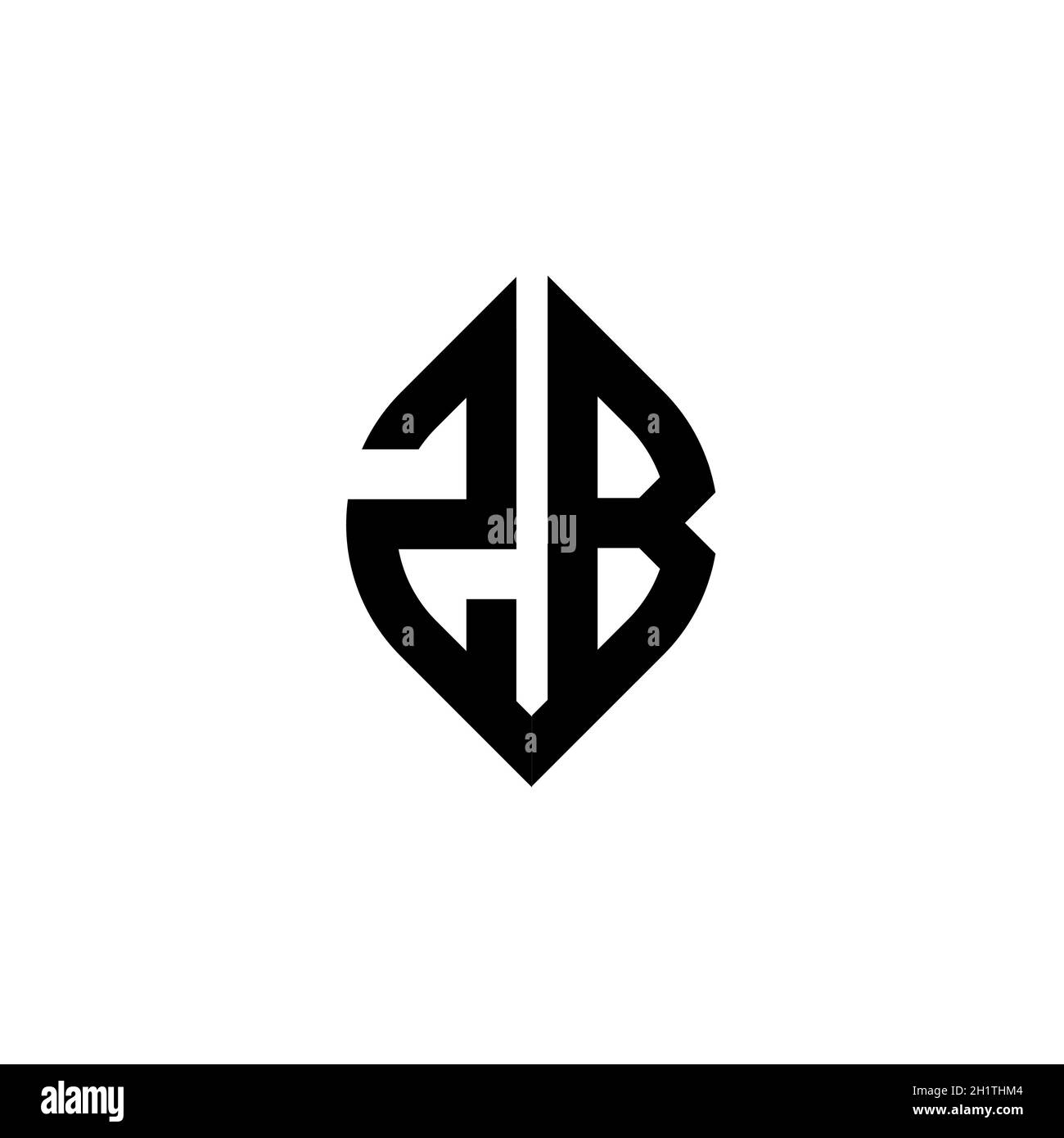 ZB Monogram logo letter with simple continued shape style geometric ...