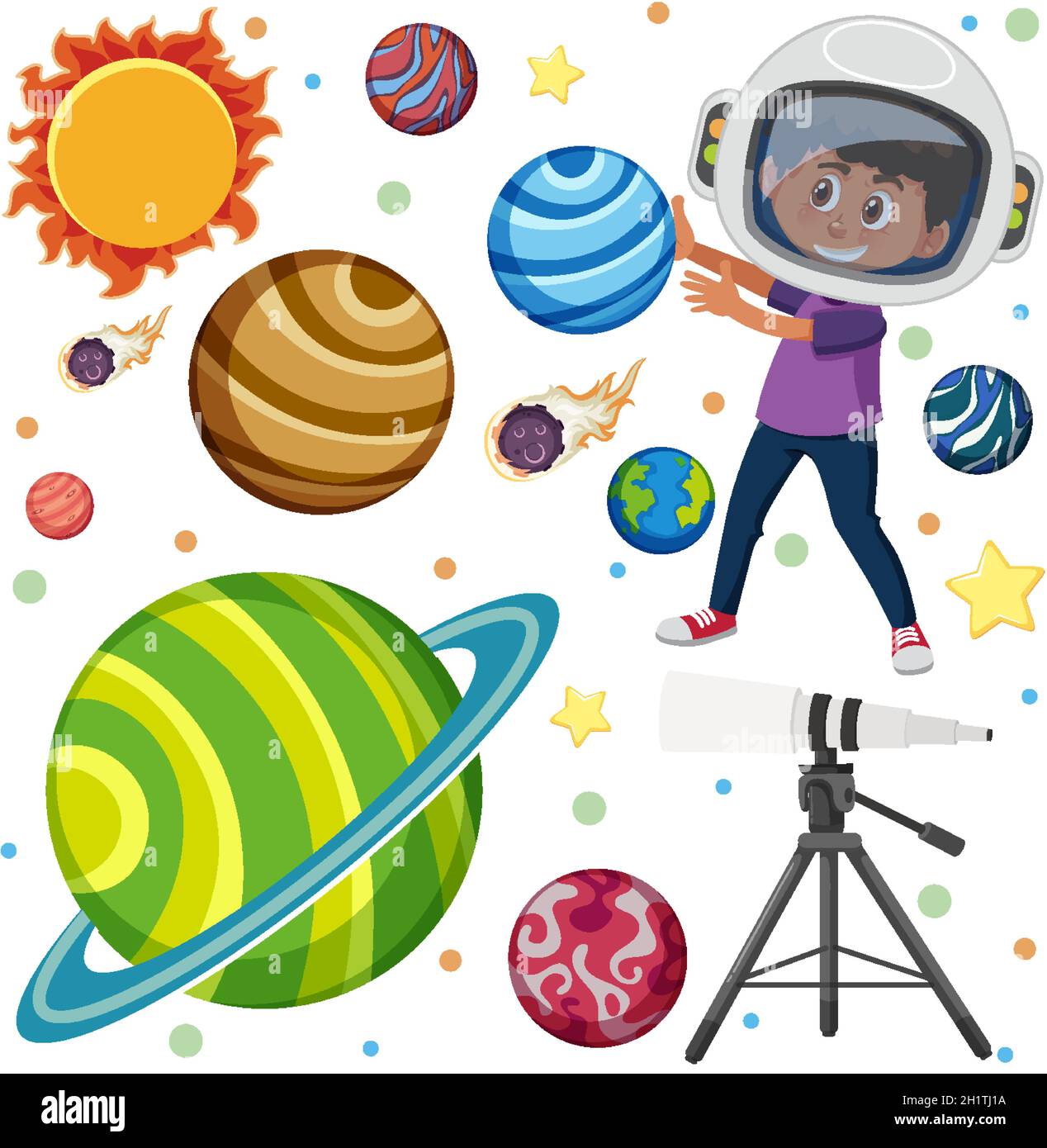 Children learning solar system illustration Stock Vector Image & Art ...