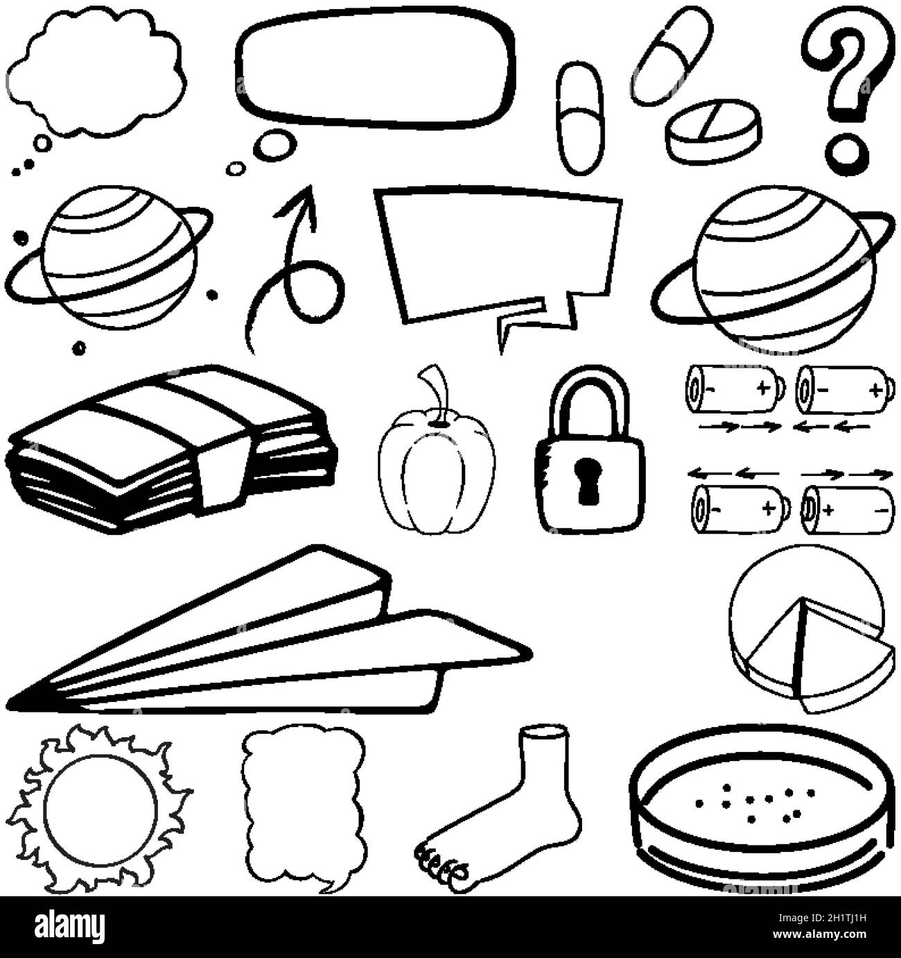 Set of item and symbol hand drawn doodle illustration Stock Vector ...