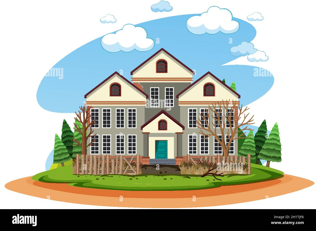 Isolated Old Broken House In The Rural Illustration Stock Vector Image