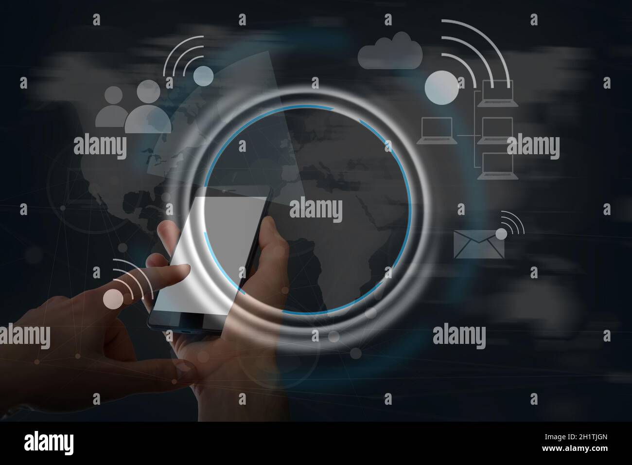 Business networking connection concept and Wi-Fi. Technology ...