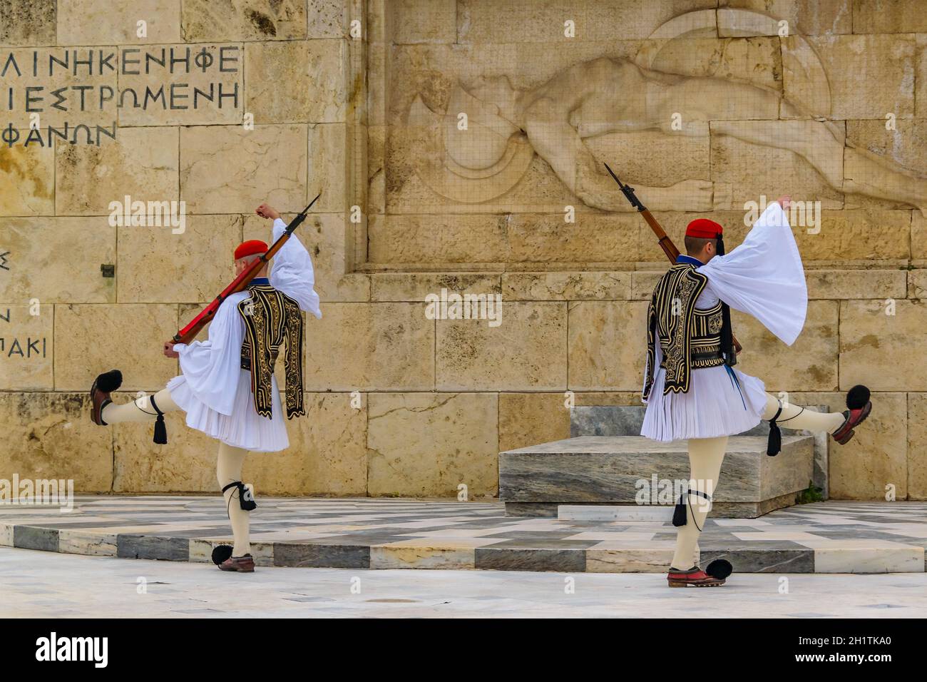 ATHENS, GREECE, JANUARY - 2020 - Evzon soldiers changing guard ...