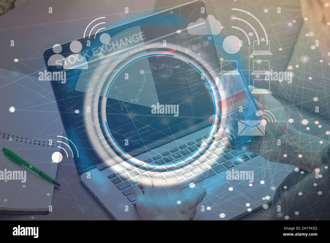 Business networking connection concept and Wi-Fi. Technology ...