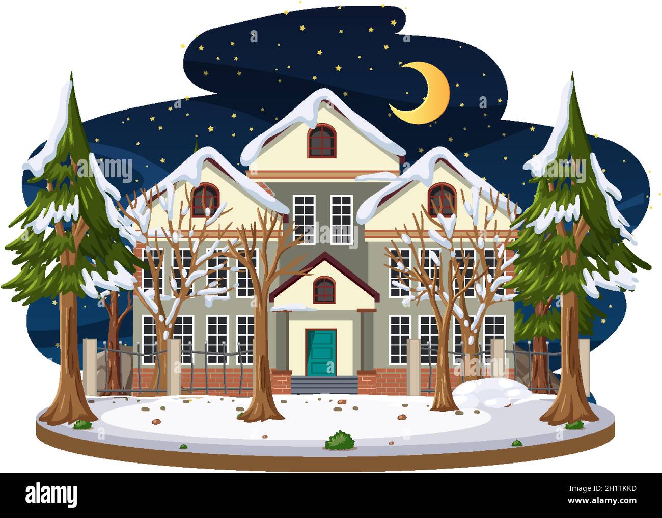 An isolated modern house exterior cartoon style illustration Stock ...