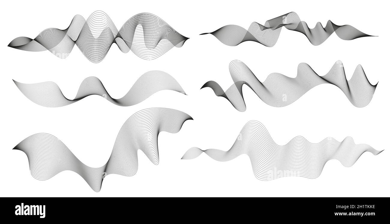 Wavy abstract stripes. Curved line vector elements for music design ...